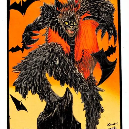 Bat Monster, Orange and Black Night Peril Damage, Ba...