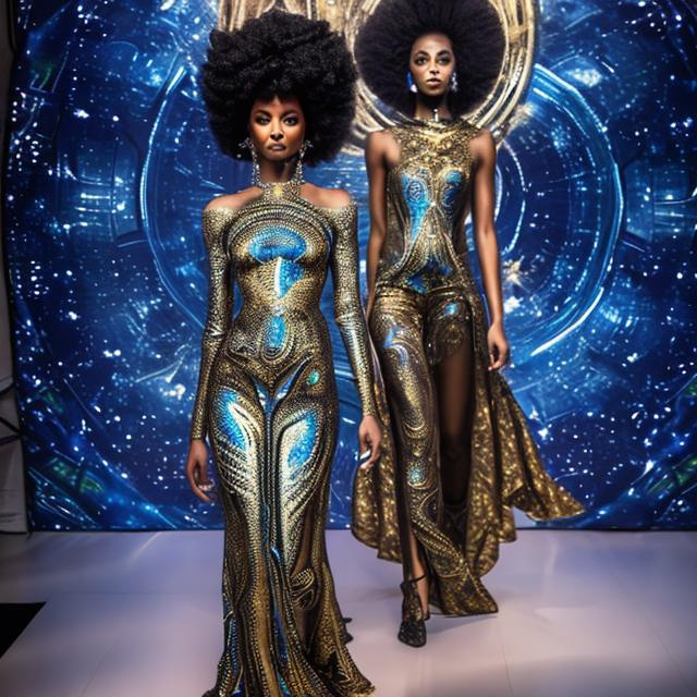 "Cosmic Elegance: Design a glamorous evening gown th...