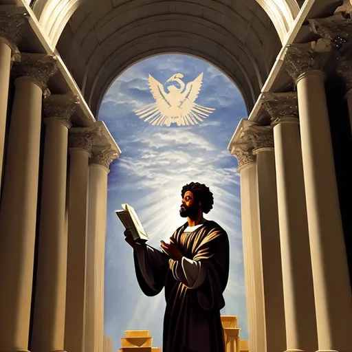 the prophet isaiah holding the book of mormon in fro...