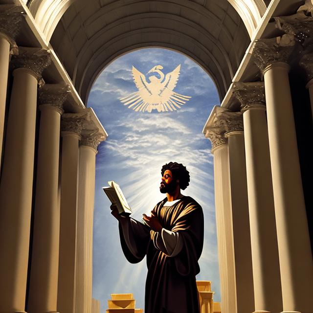 the prophet isaiah holding the book of mormon in fro...