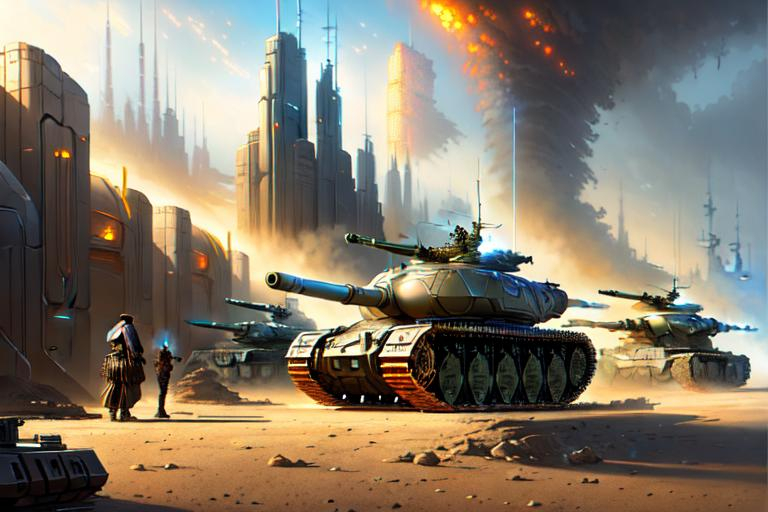tank cybertronic in a scenic dystopian environment,,... | OpenArt