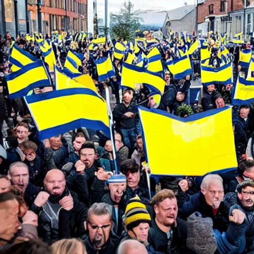 crowd of angry men from sweden | OpenArt
