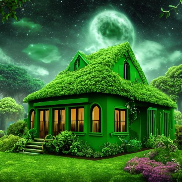 A green house in a green world