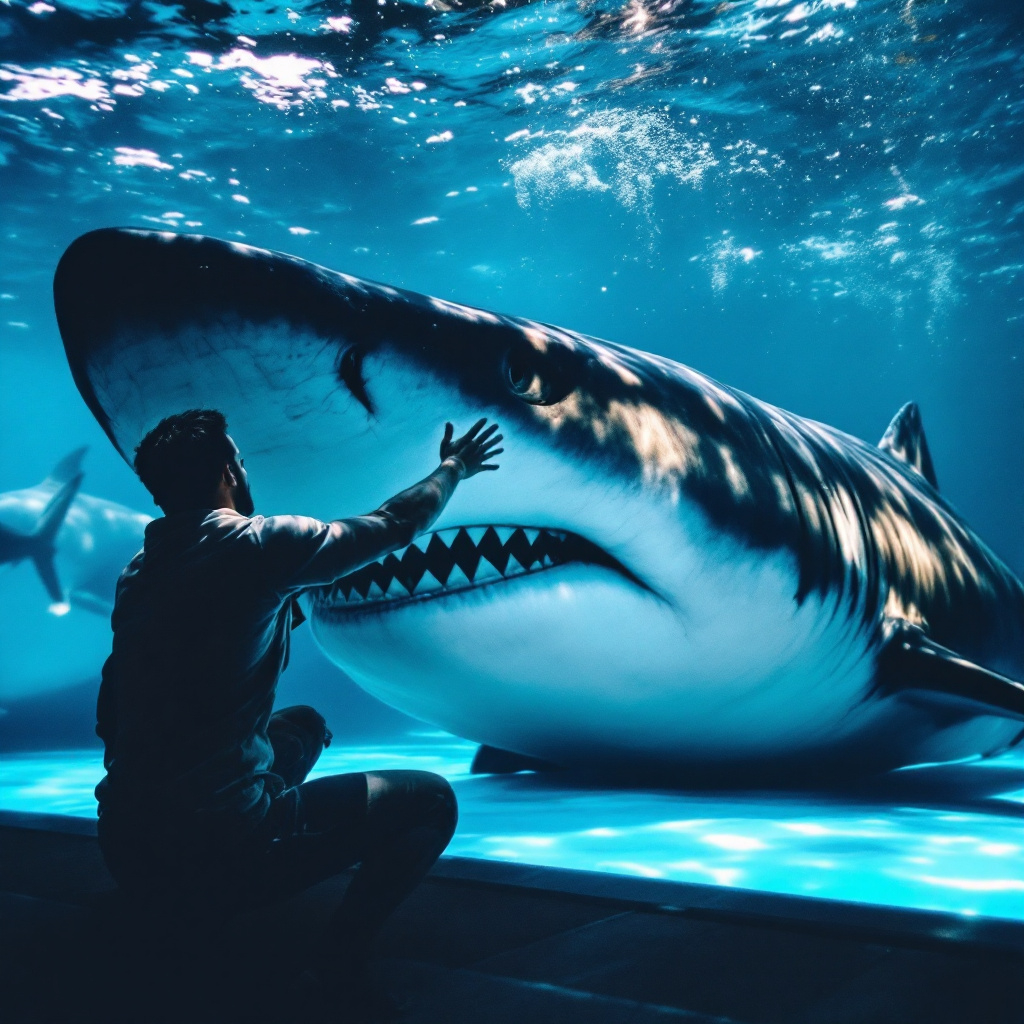 Make a photo of a 40 foot shark?