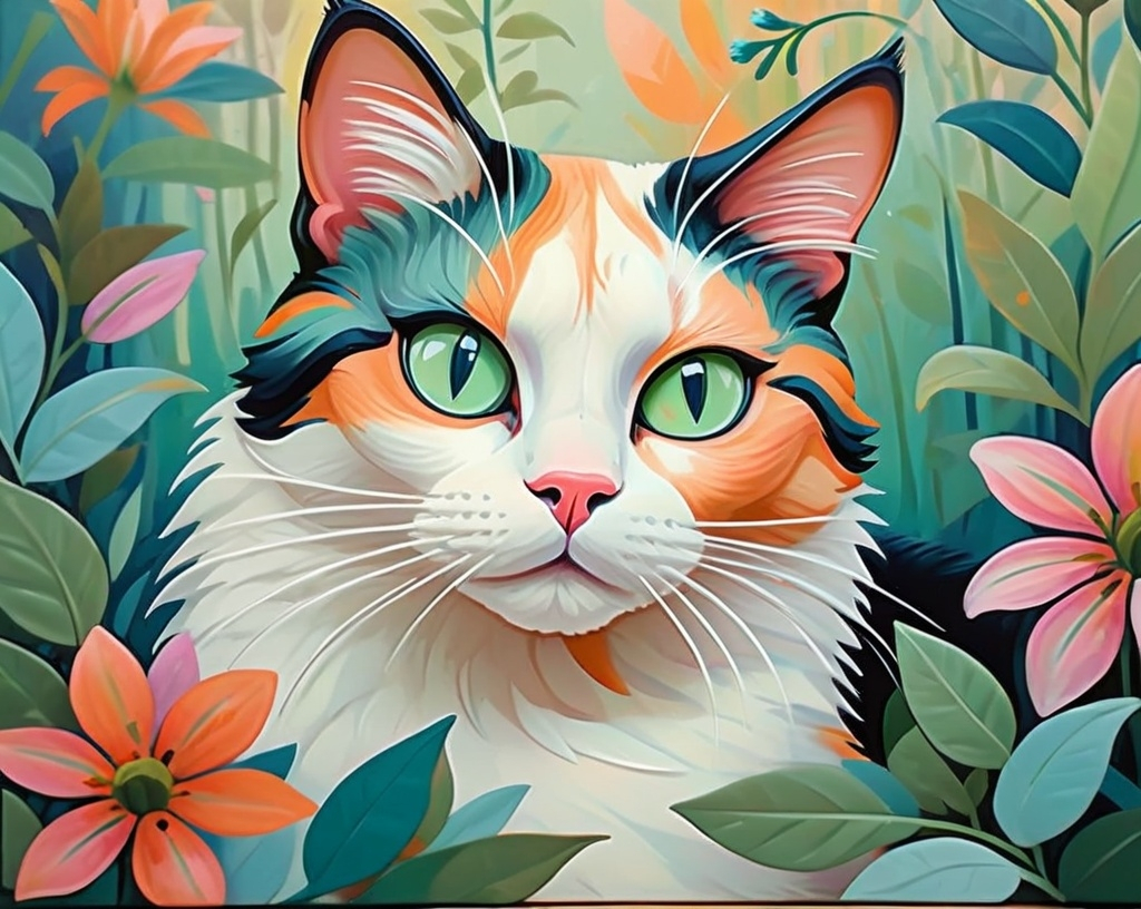 Detailed colorful painting, vivid pastel colors, per...