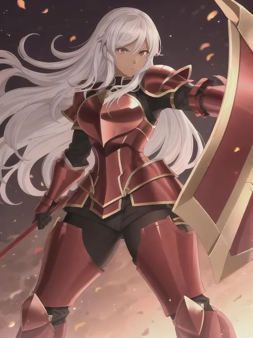 Fire Emblem style female human knight, dark skin, br... | OpenArt