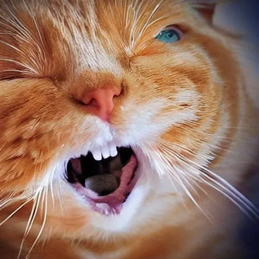 fat orange cat devouring kids