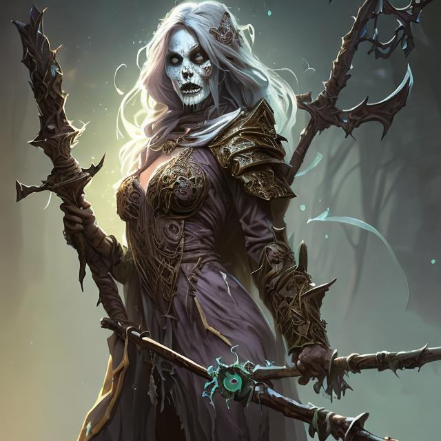 Full body splash art of a sweet female undead zombie...