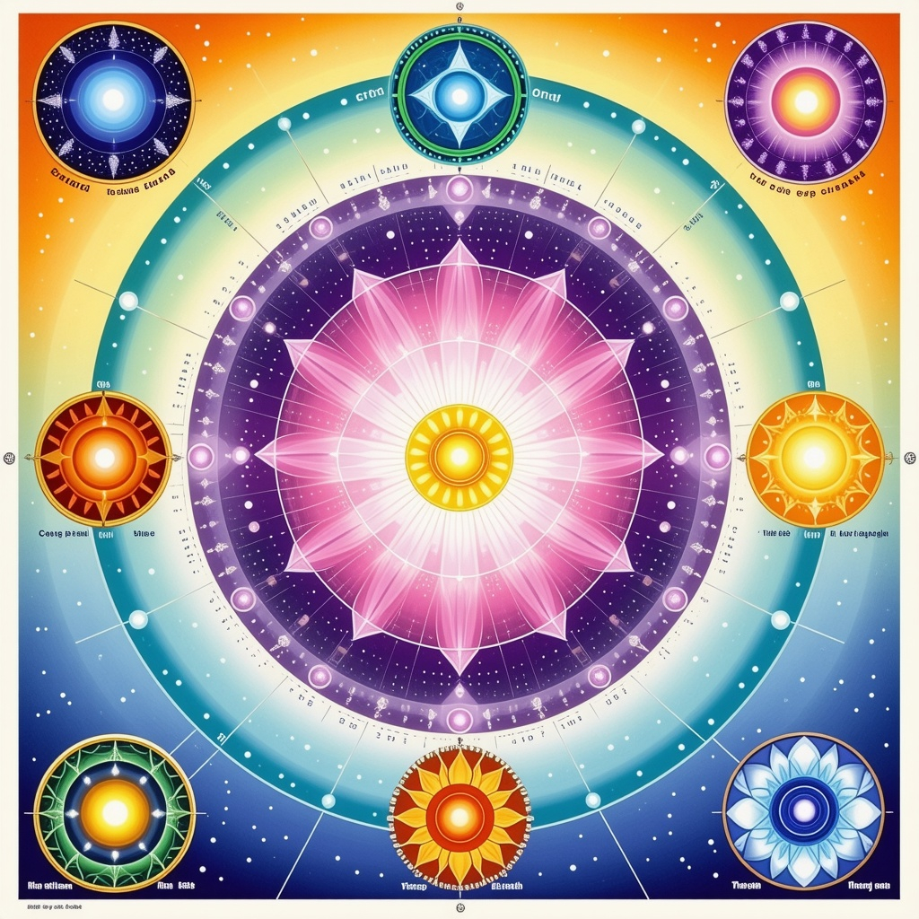 create a chakra chart diagram of the 9 chakras, eart...