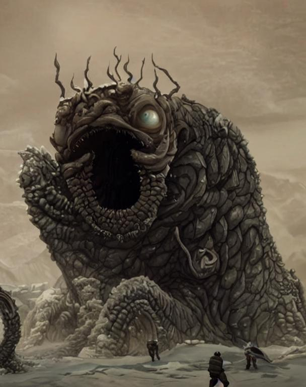 leviathan, giant, huge, ice, eldritch, horror, worm,... | OpenArt