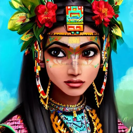 beautiful, feminine, aztec crossdresser, long black... | OpenArt