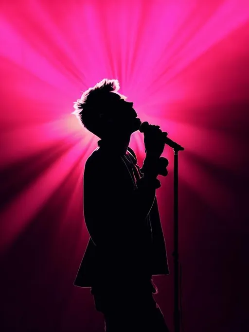 Han Jisung Stray Kids singing into a microphone with...