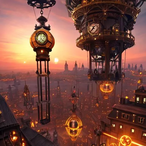 small open air steampunk city | OpenArt