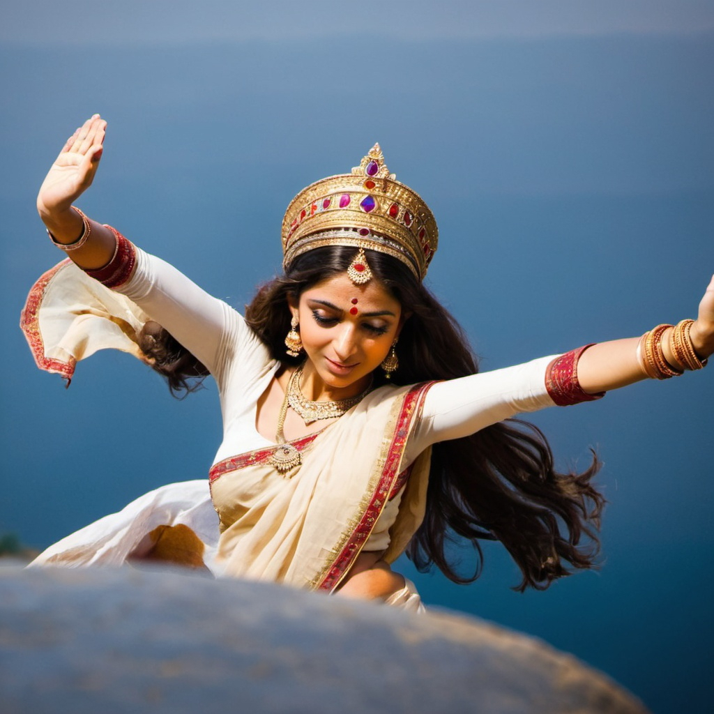 beautiful indian princess wearing a saree during anc...