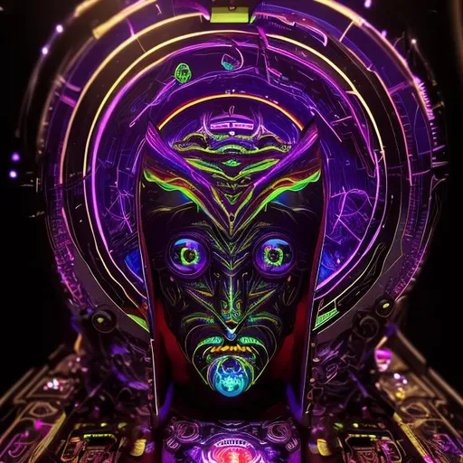 A photo of a dark psychedelic machine elf