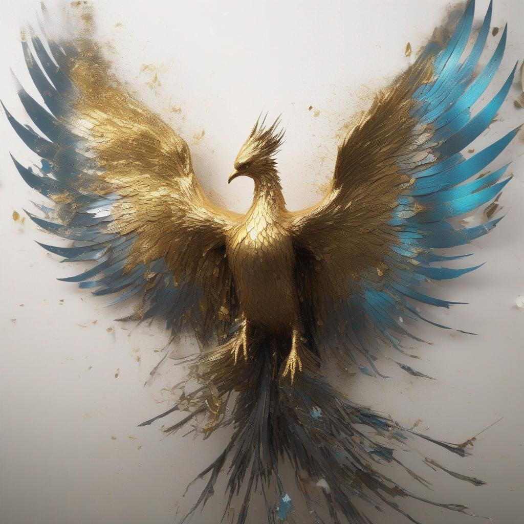 Epic beautiful Kintsugi Phoenix wide open wings made...