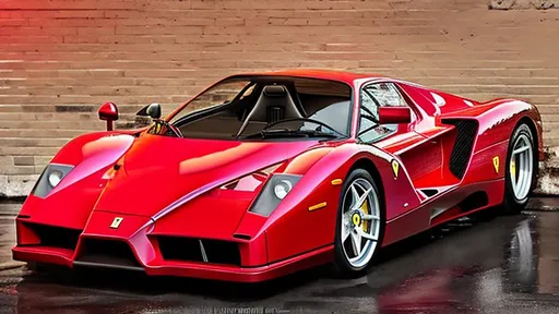 classic ferrari enzo parked in a Miami street alley,... | OpenArt
