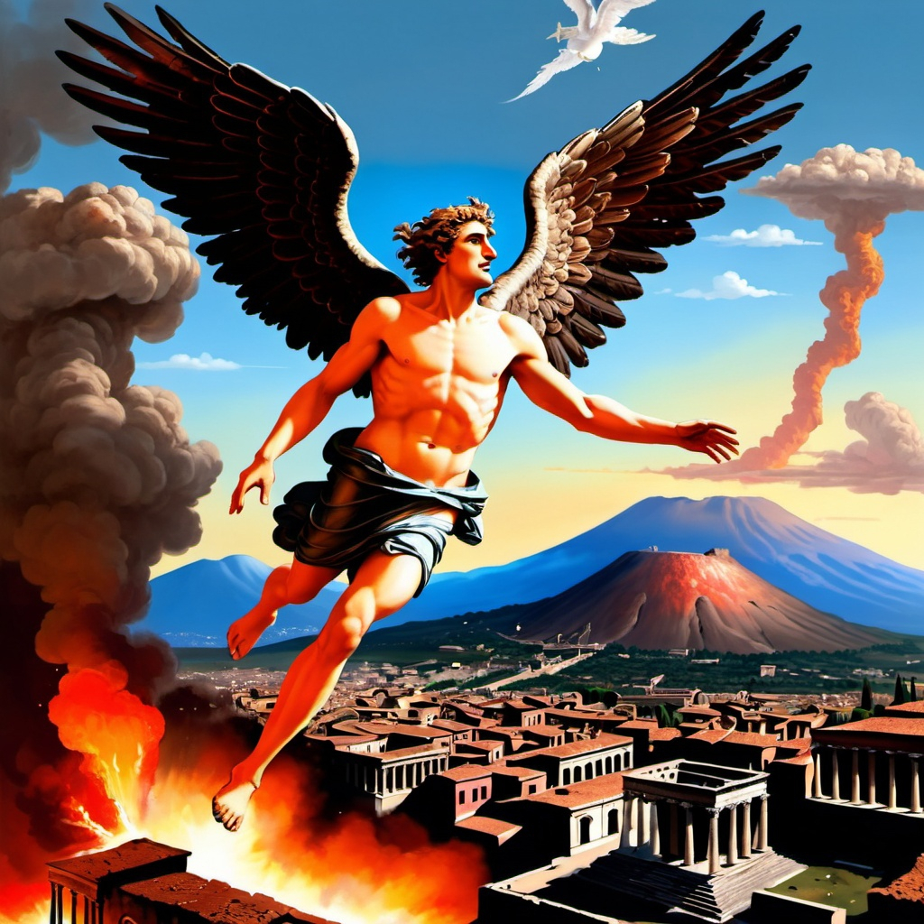 Icarus flying over Pompeii during the eruption of Ve...
