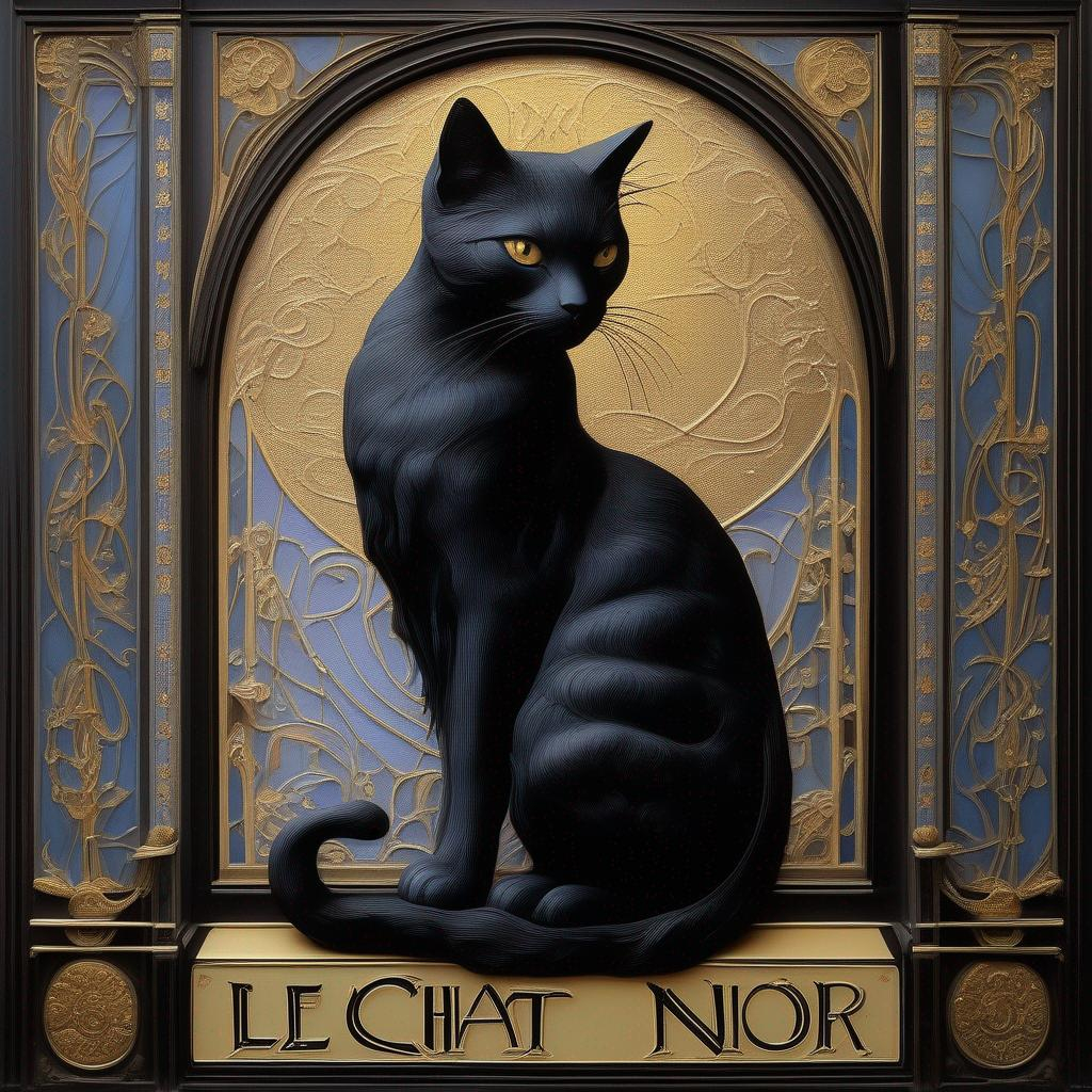 Le chat noir, Montmartre, art nouveau, mystical, int...