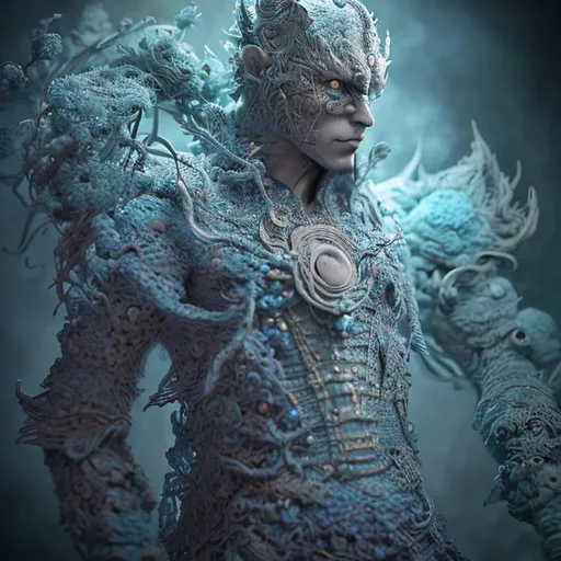 needle-felted fantasy man, blue, intricate details,... | OpenArt