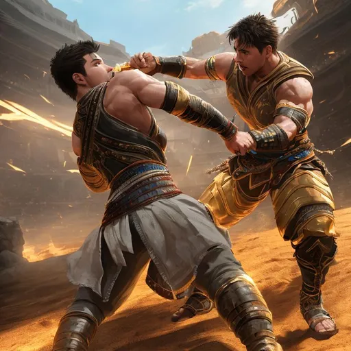 two-male, full body, cinematic shot, two male figh... | OpenArt