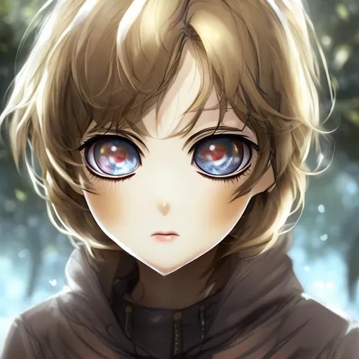 Anime, Human face replace eyes with big yellow owl eyes