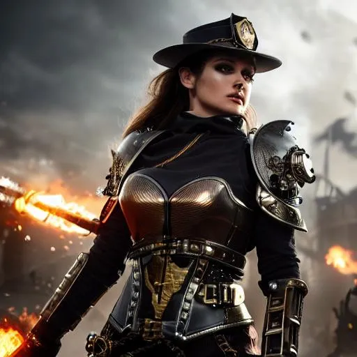A photorealistic image of a women wearing steampunk... | OpenArt