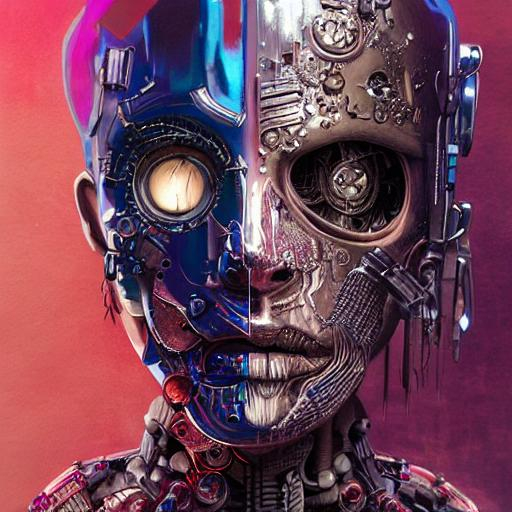 art portrait of an undead ghost in the shell, intric...