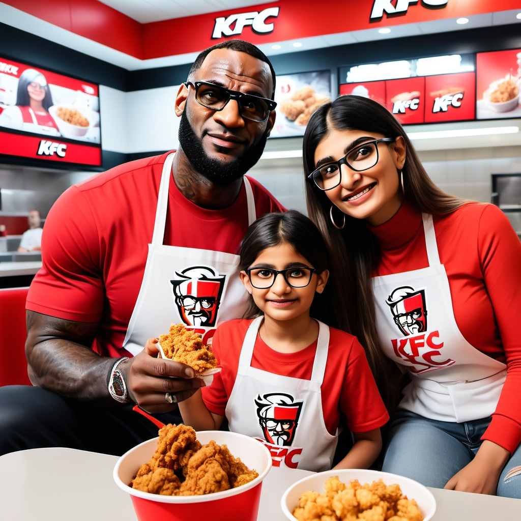 A family in KFC Eating KFC that is compost with the...