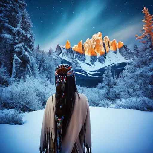 native american, winter, nature, back to back, big m...