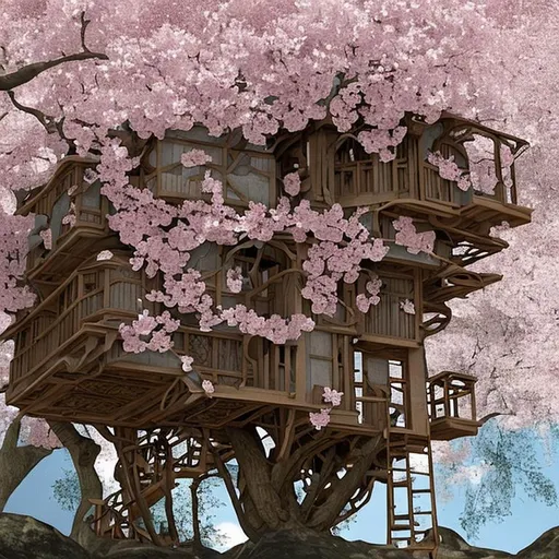 THE CHERRY BLOSSOM TREE HOUSE :: beautiful ornate tr... | OpenArt
