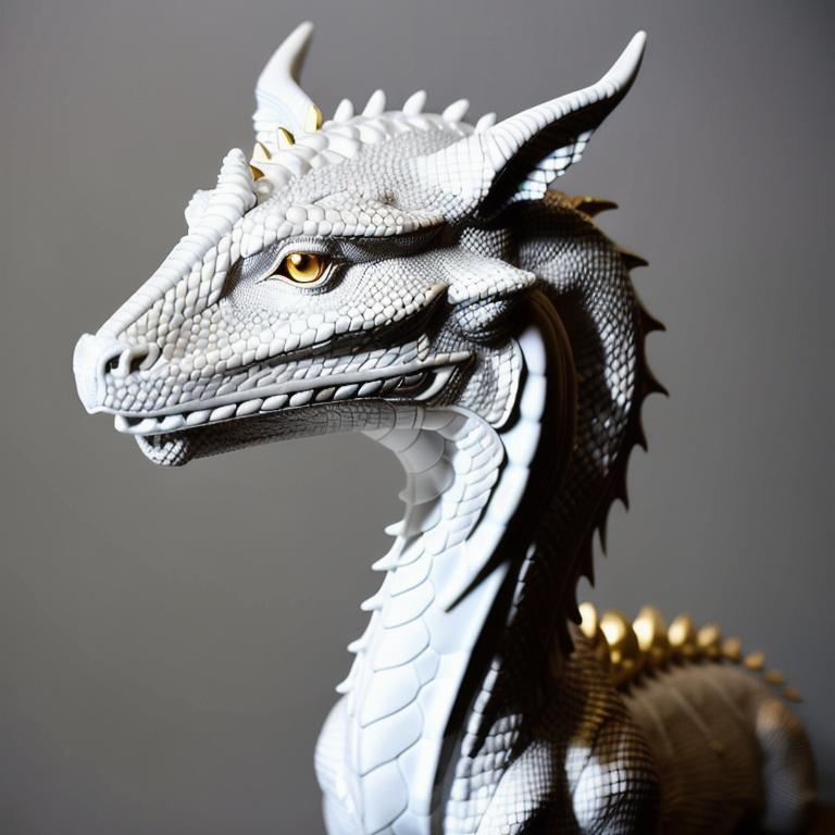 Smooth, white and featureless dragon mannequin with... | OpenArt