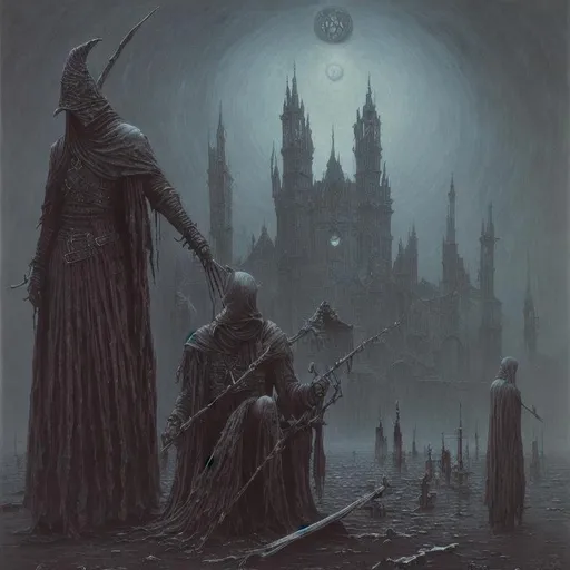 bloodborne, painting, by zdzisław beksinski