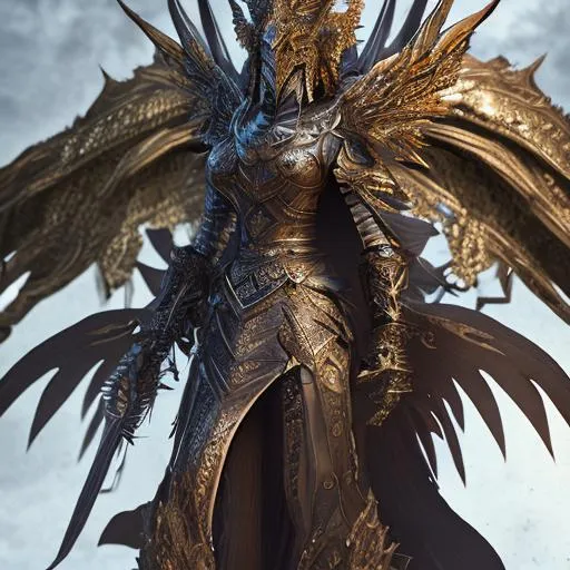 Anthropomorphic majestic garuda knight, portrait, fi...