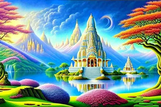 A grand and magnificent shining vedic marble Temple... | OpenArt