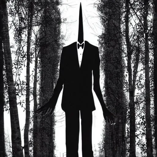 Scary Forest- Dark- Tall Man in Suit- No Face- Abstract | OpenArt