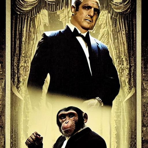 monkey the godfather mafia movie poster italian mafi... | OpenArt
