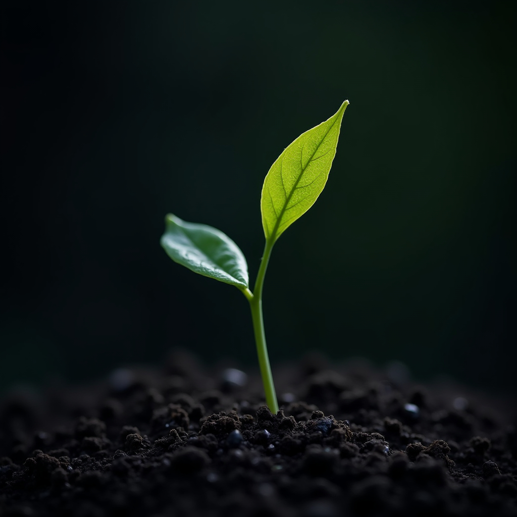 Dark very young growing leaf of spring minimal and d...