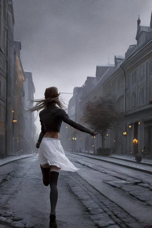 Photorealistic image. beautiful Swedish WOMAN runnin...