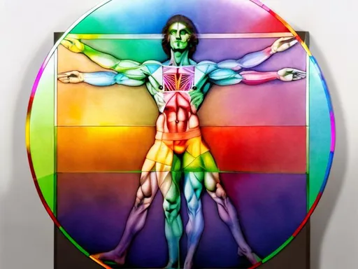vitruvian man da vinci prism spectrum colors