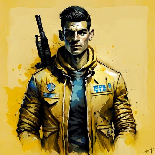 tarot card of a vault fallout police officer | OpenArt