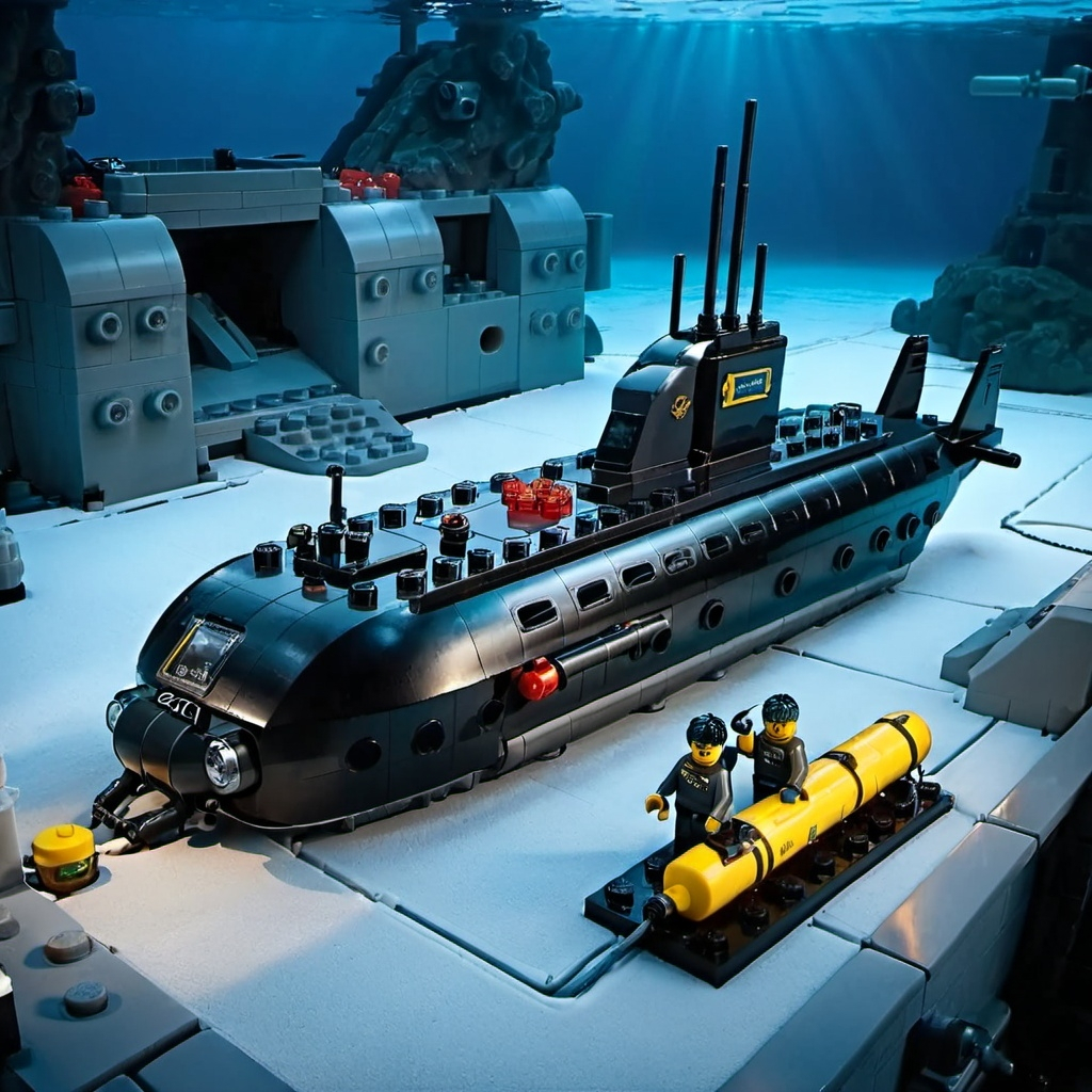 military submarine in deep dive navigation using son...