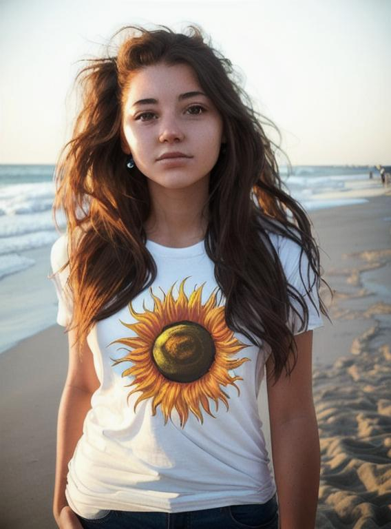 A_young woman in_the_beach_full_body wearing a "sun...