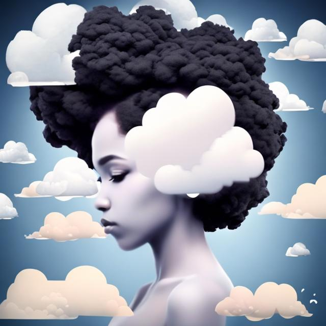 A beautiful black girl with cloud as her hair. The c...