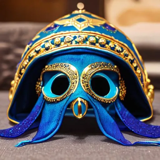 an ancient blue kraken mask with only eye sockets, w... | OpenArt
