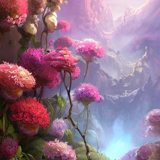 a painting of flowers, a detailed matte painting, fa... | OpenArt