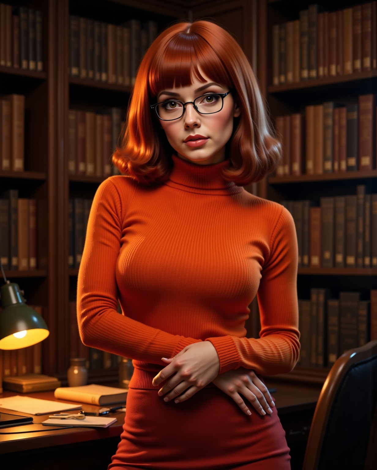 scooby doo velma dinkley detective cleavage, portrait