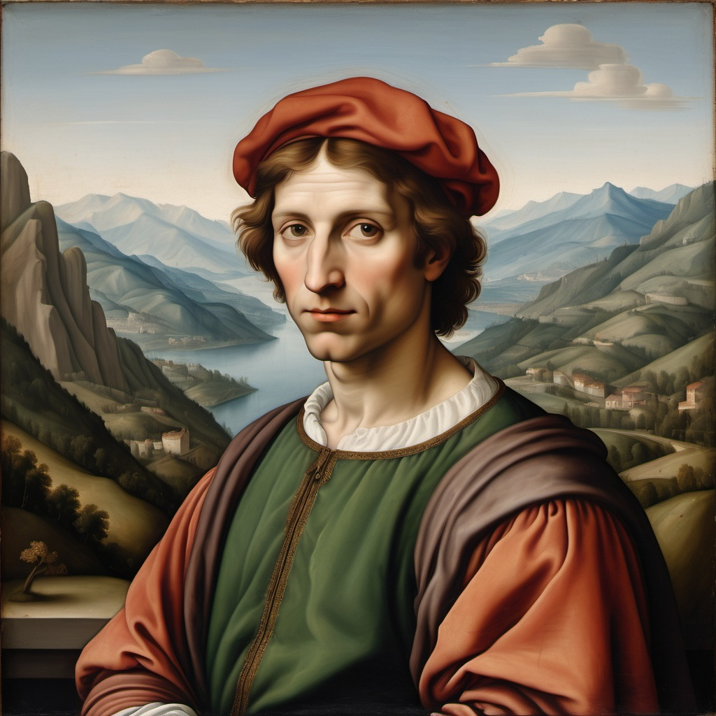 A painted portrait of a man in the style of Italian...