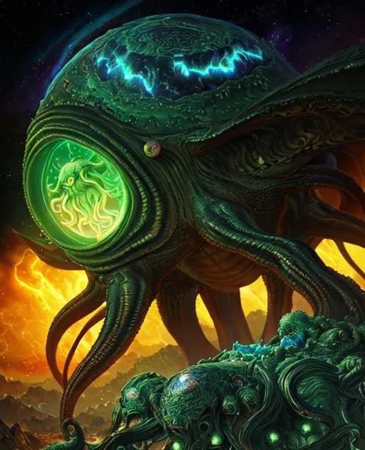 Cthulhu, stars in sky, intricate, masterpiece, hyper... | OpenArt