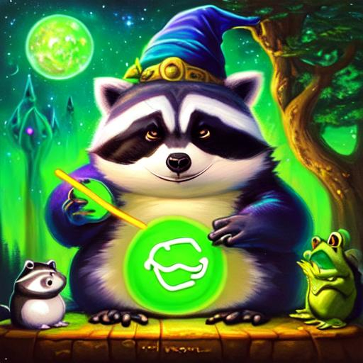fantasy oil painting ((((fat Wizard raccoon holding... | OpenArt